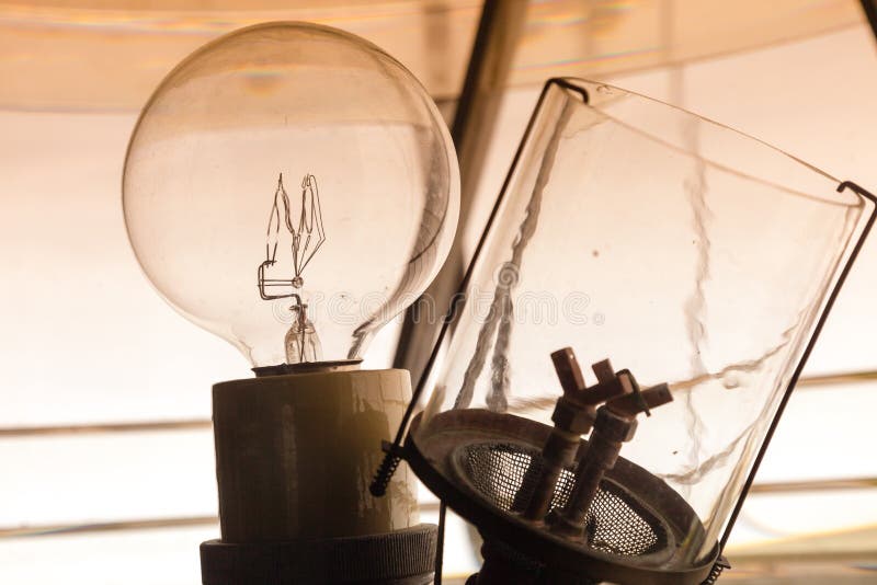 Inside of a Lighthouse Showing the Light Bulb Interior. Stock Photo ...