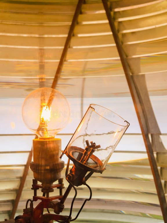 Inside of a Lighthouse Showing the Light Bulb Interior. Stock Photo ...