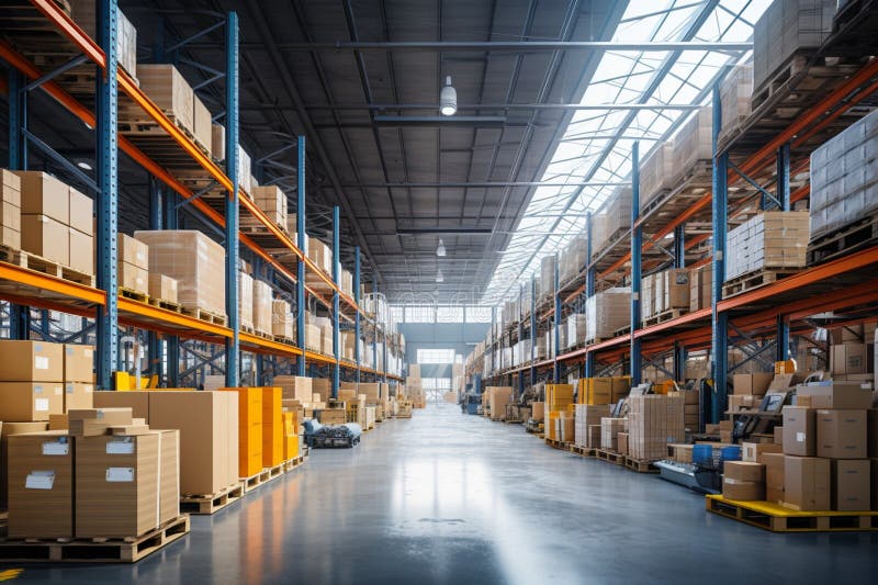 Distribution Inside Warehouse Background Stock Illustration ...