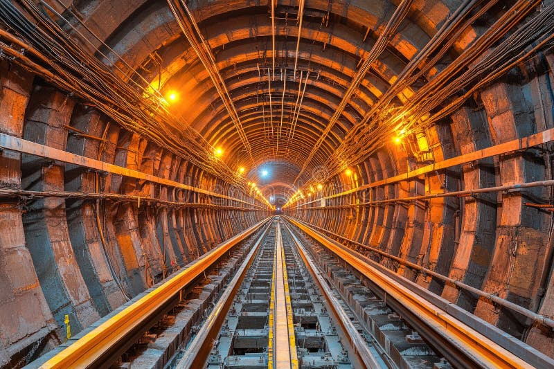 Underground Railway Tunnel Construction, Modern Infrastructure Project ...