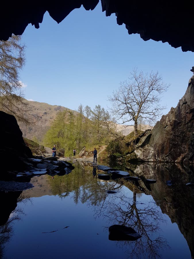 Cave Reflection Lava Tube Illuminated Stock Image - Image of geology ...