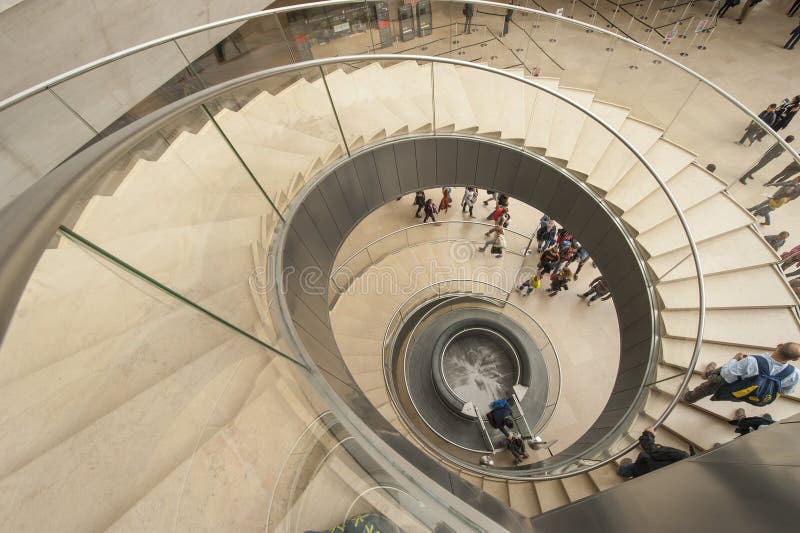 Inside Louvre Museum editorial stock image. Image of stairs - 57252664
