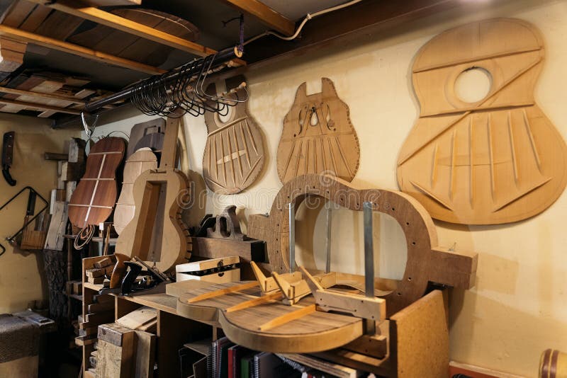 Inside Luthier Workshop stock image. Image of crafts - 263417697