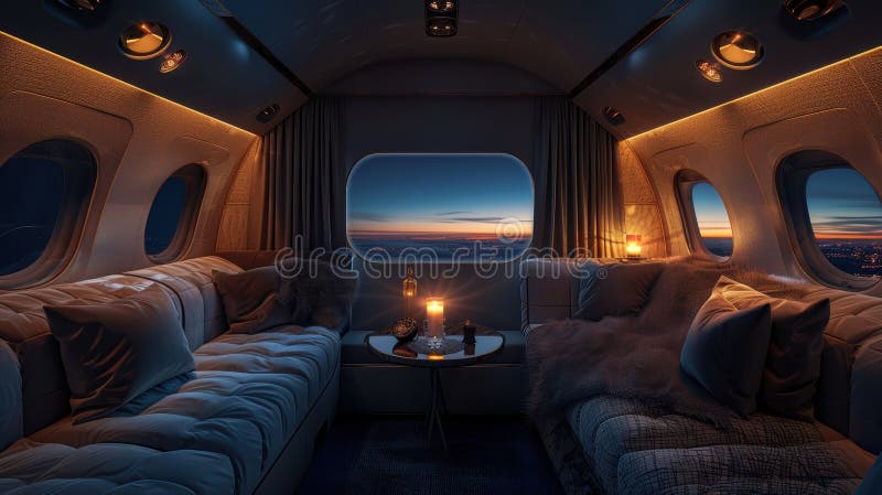 Inside a Luxury Jet Plane with a Comfortable Seat. Premium Travel ...