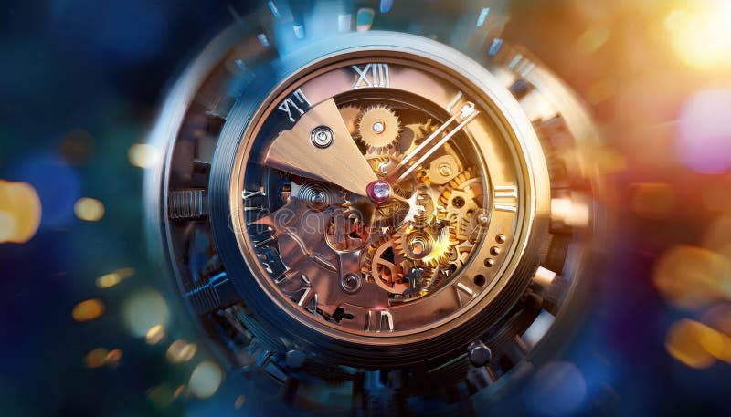 Inside Mechanism, Clockwork with Working Gears. Close-up, Detailed ...