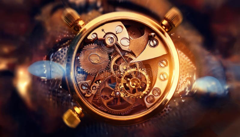 Inside Mechanism, Clockwork with Working Gears. Close-up, Detailed ...