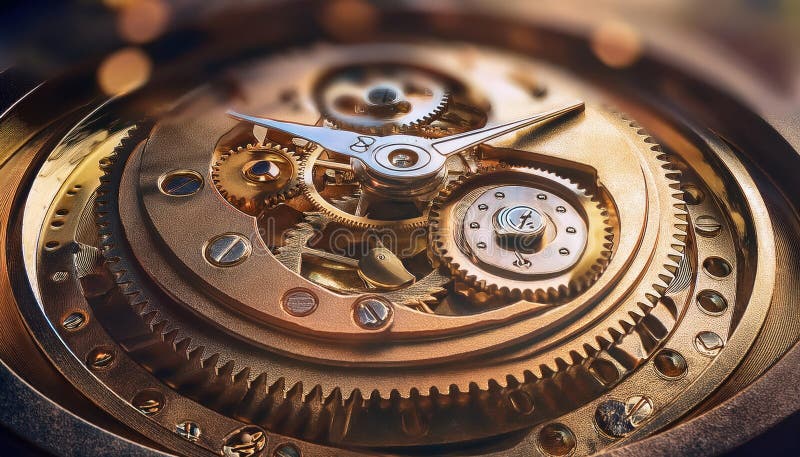 Inside Mechanism, Clockwork with Working Gears. Close-up, Detailed ...