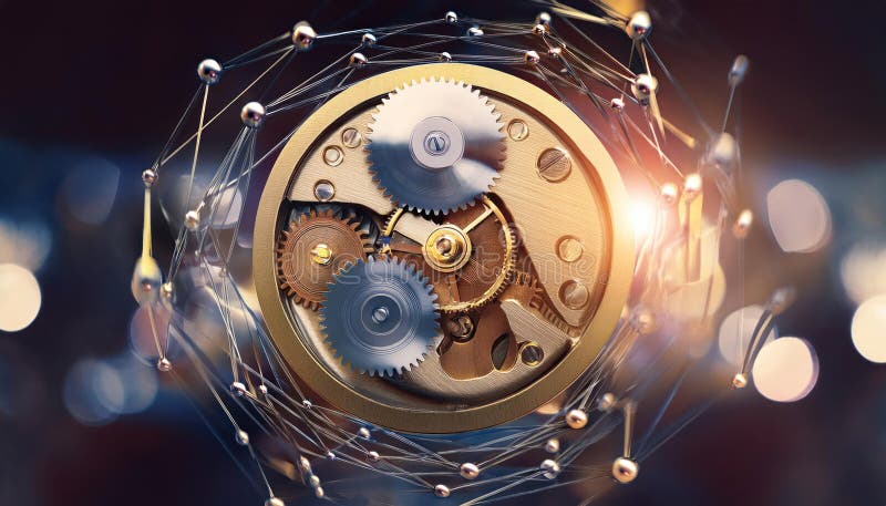 Inside Mechanism, Clockwork with Working Gears. Close-up, Detailed ...