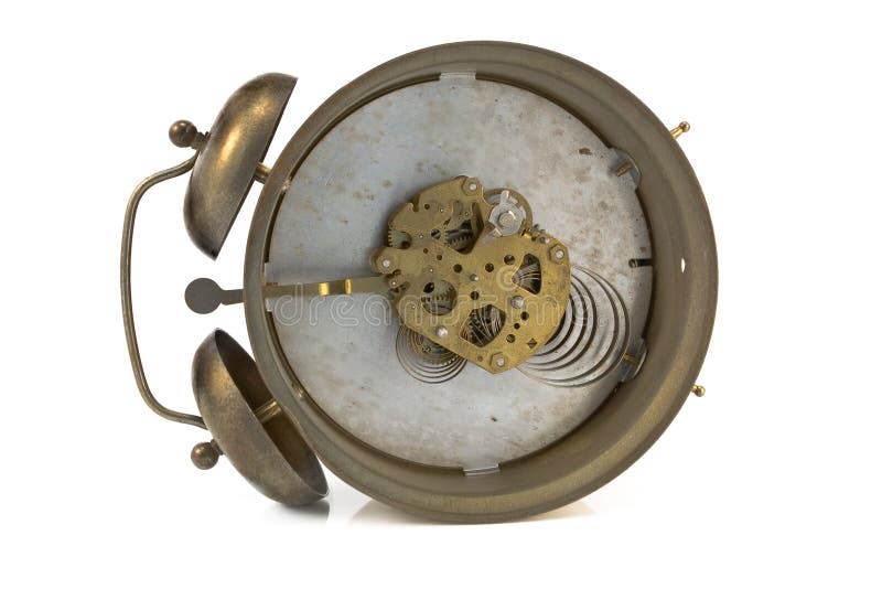 Inside Mechanism of Old Alarm Clock Stock Image - Image of antique ...