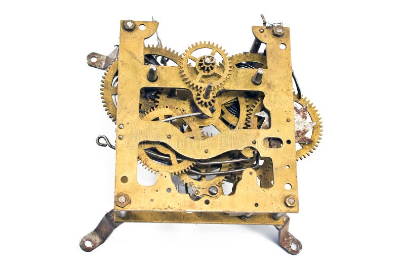 Inside Mechanism of Old Alarm Clock Stock Image - Image of machine ...