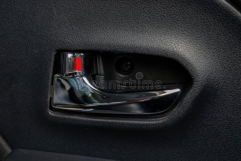Inside Metallic Car Door Handle with Open Lock Stock Image - Image of ...