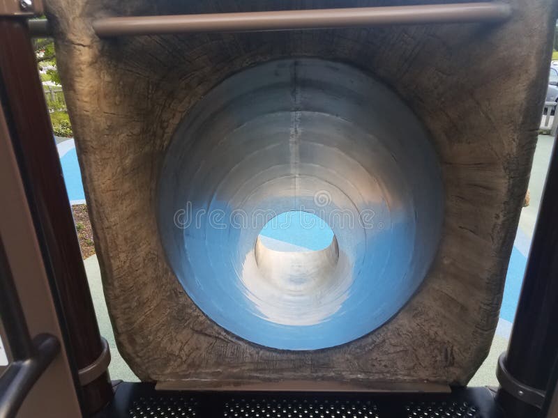 Inside of Metallic Slide or Tube on Playground Stock Image - Image of ...