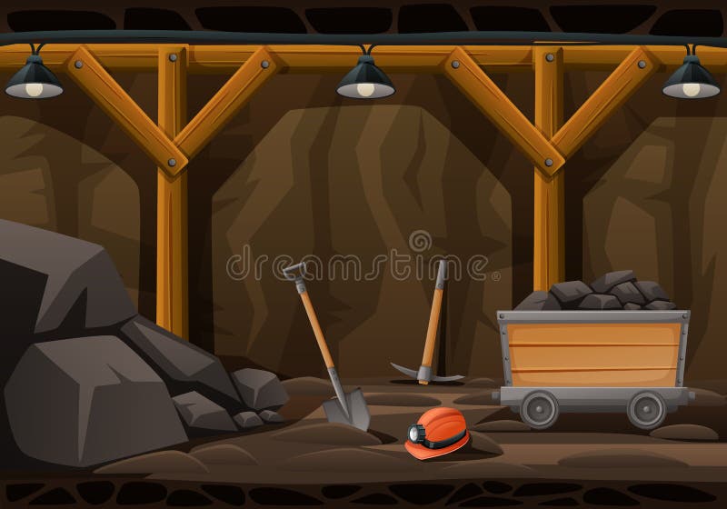 Inside Mine Cartoon Composition Stock Vector - Illustration of coal ...