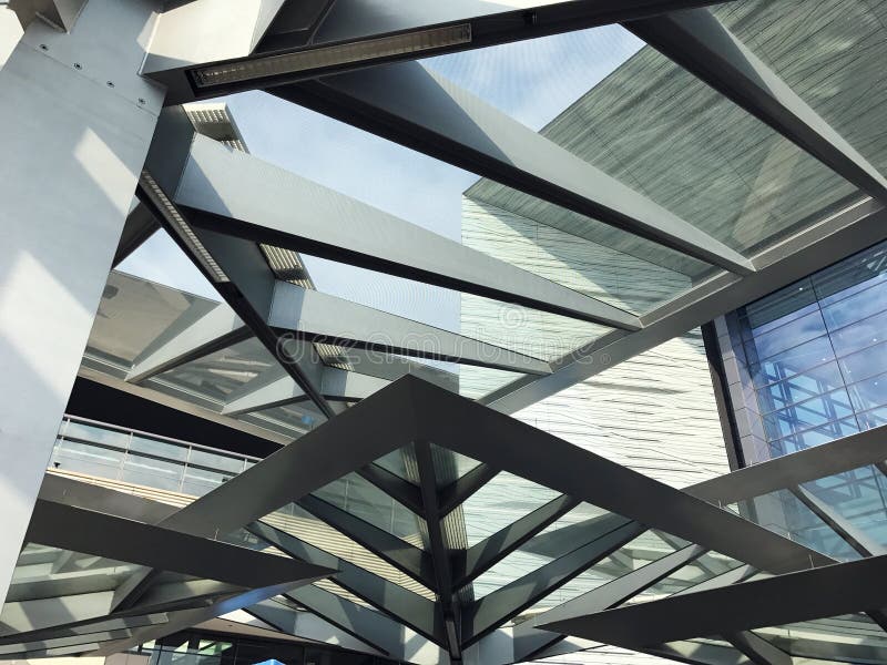 Modern Building Made of Steel and Glass Stock Image - Image of passage ...