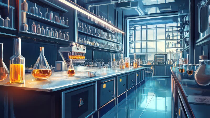 Inside a Modern Chemical Laboratory Created with Generative AI. Stock ...