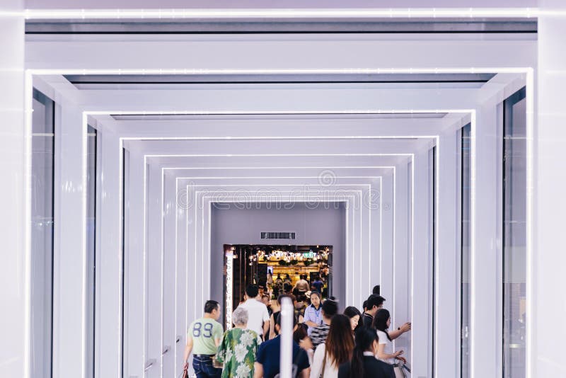 Modern Corridor with Light Decorated that Linked between Two Buildings ...