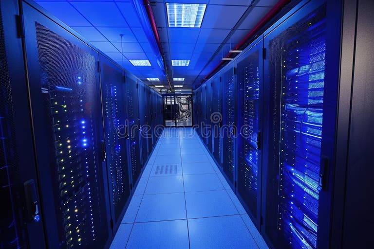 Inside a Modern Data Center Terminal with Server Racks and Advanced ...