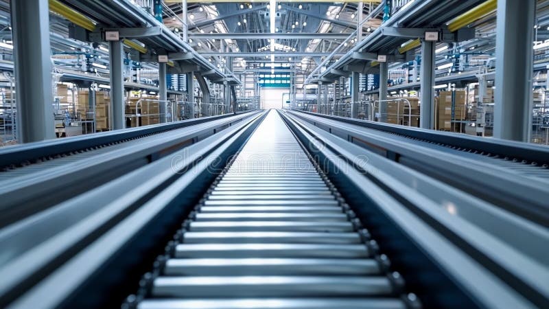 Empty Conveyor Belt Moving Inside Factory Stock Video - Video of ...