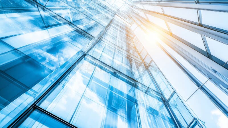 Inside a Modern Glass Office Building is a Sunlit Atrium Accompanied by ...