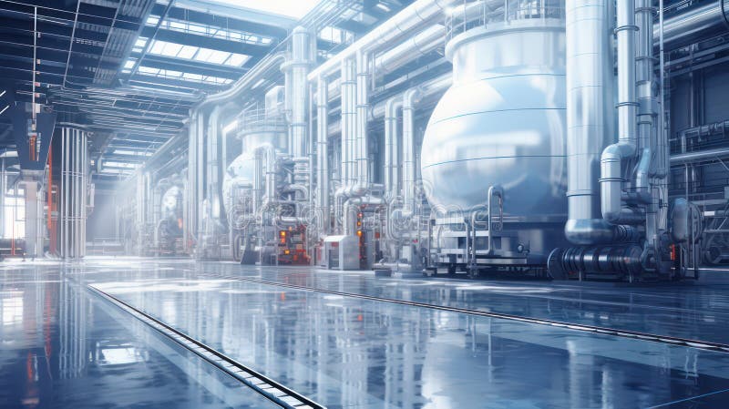 Inside a Modern Industrial Factory with Big Pipes and Tanks Created ...