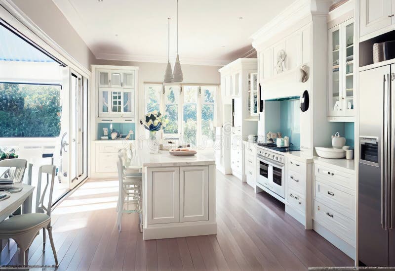 Inside a Modern Kitchen Very Bright with Natural Light. Generative AI ...