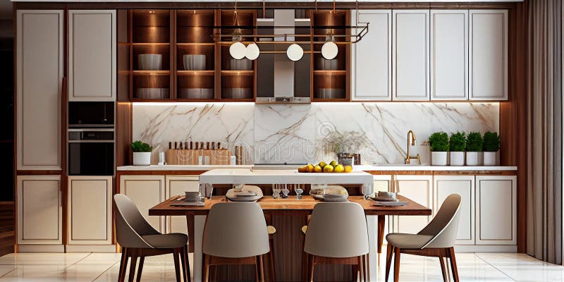 Inside a Modern Kitchen Very Bright with Natural Light. Generative AI ...