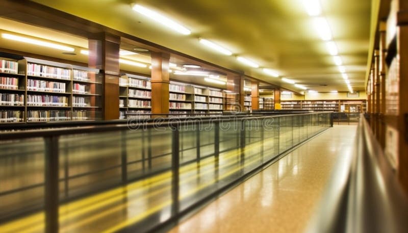 Inside a Modern Library, Rows of Bookshelves Vanish into Perspective ...