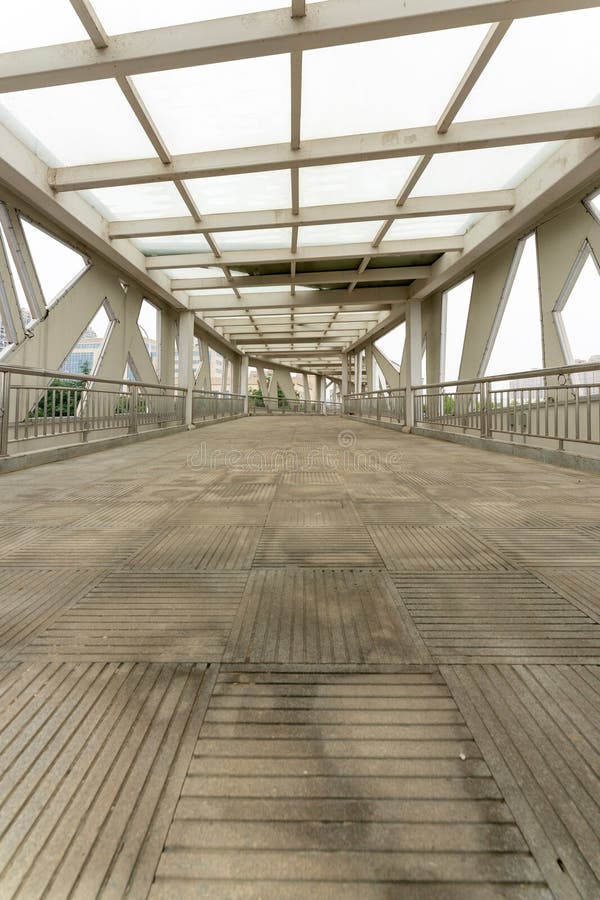 Inside of a Modern Overhead Pedestrian Bridge Stock Photo - Image of ...
