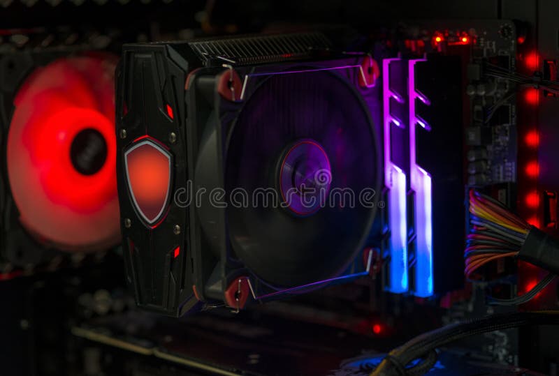 Inside modern powerful pc stock photo. Image of component - 154348200