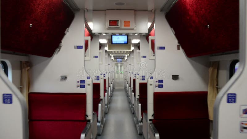 Inside Modern and Comfortable Plane Cabin, Passenger is Using Built-in ...