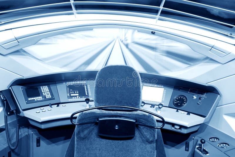 Inside of modern train stock photo. Image of control - 20731916
