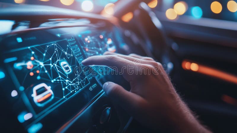 Futuristic City Vehicle Touchscreen Interface Control Stock Photos ...