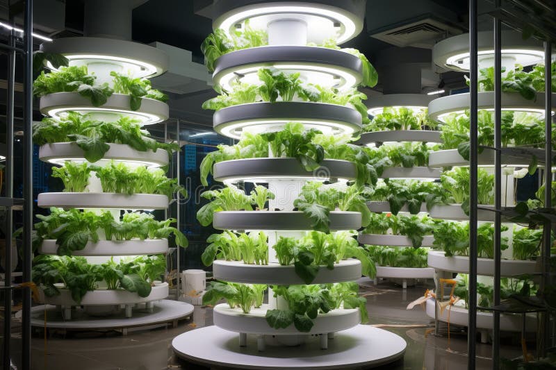 Inside a Modern Vertical Farm with Hydroponics. Generative AI Stock ...
