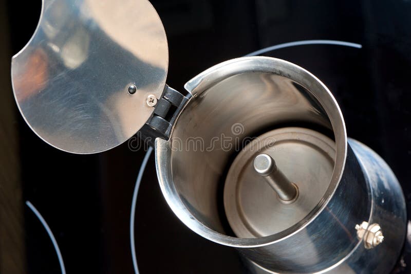 Inside of moka coffee pot stock photo. Image of open - 80860306