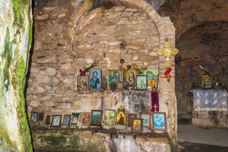 Inside the Monastery Enclosed by Davelis Cave Stock Image - Image of ...