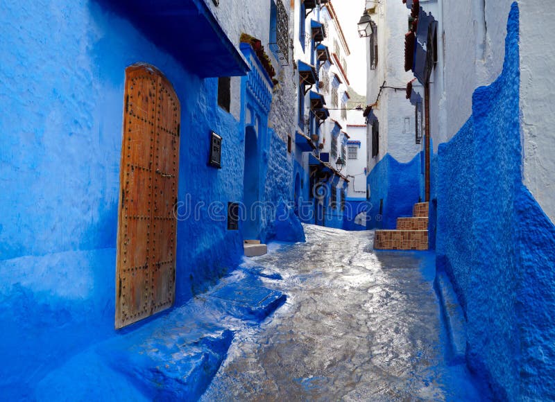 Inside of Moroccan Blue Town Chefchaouen Medina Stock Image - Image of ...