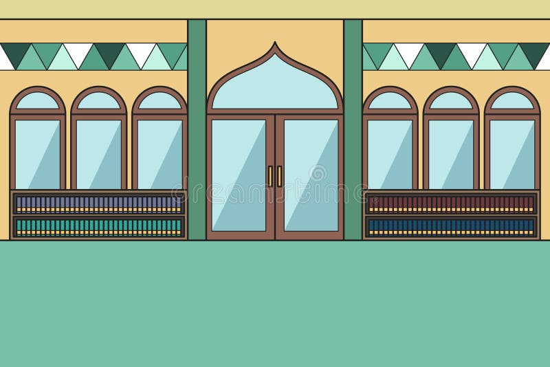 Inside the Mosque with a Bookshelf in the Background. Vector. Childrens ...