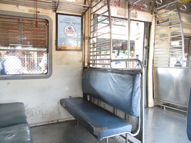 Inside Mumbai local train editorial stock photo. Image of handles ...