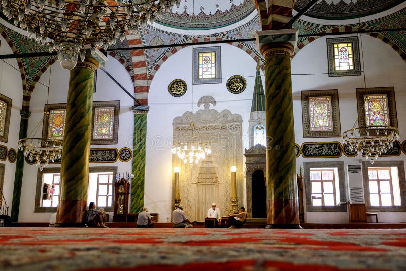 Inside a Muslim Mosque with Some People in Trabzon Editorial Stock ...