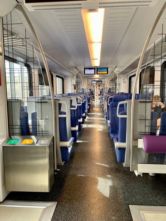 Inside an NS Sprinter Train in the Netherlands, a Vertical Shot ...