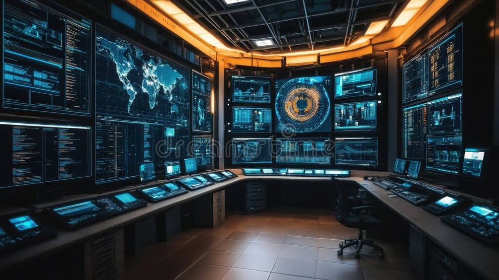 Futuristic Command Center Monitoring Global Data Streams in Nuclear ...
