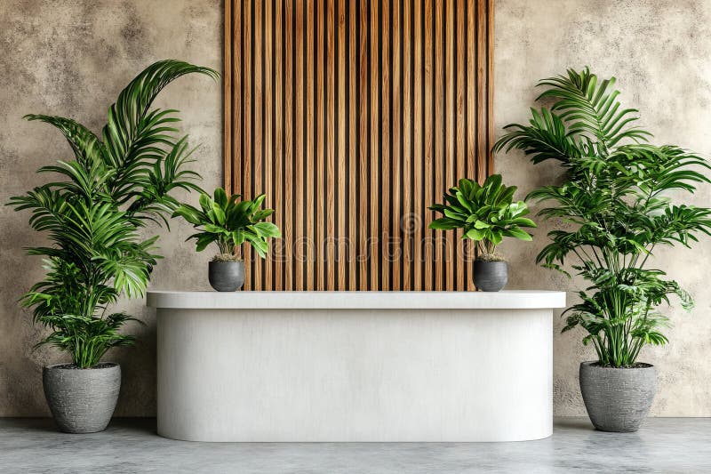 Inside the Office, There is a Reception Desk, a Panoramic Window, and a ...