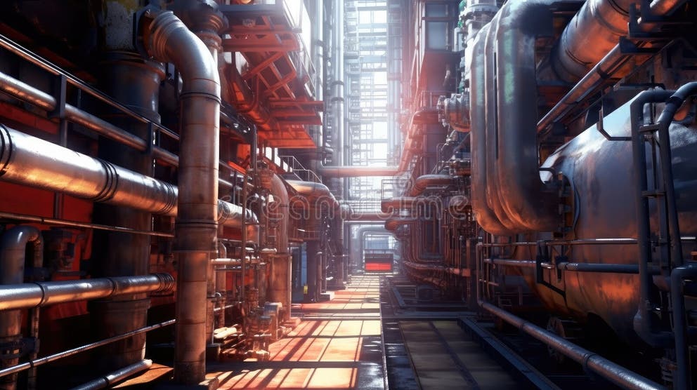 Inside Oil Drill Rig Platform on the Sea Stock Illustration ...