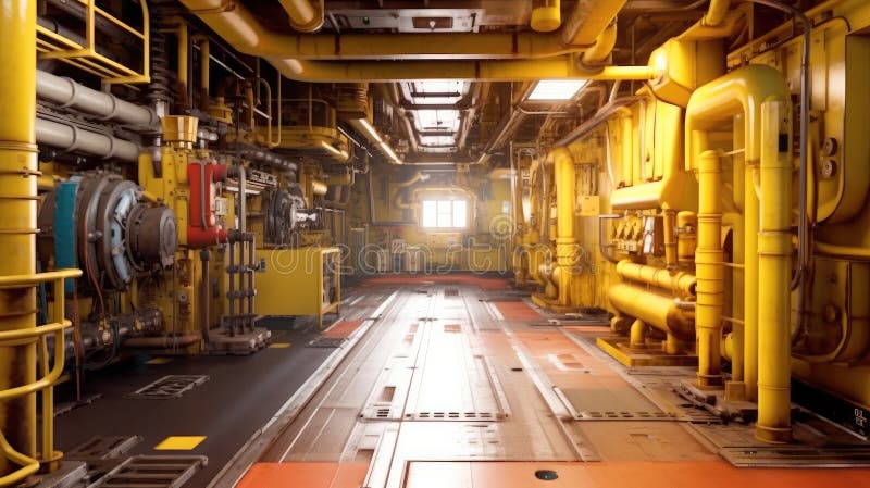 Inside Oil Drill Rig Platform on the Sea Stock Illustration ...