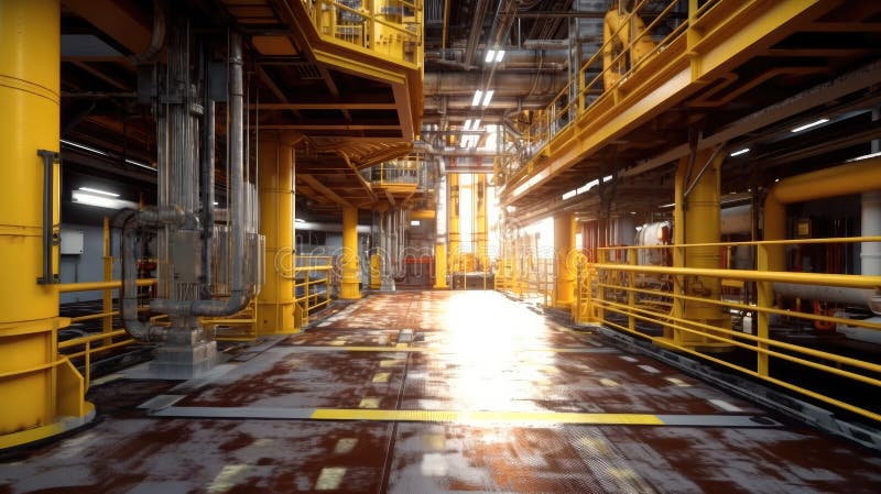 Inside Oil Drill Rig Platform on the Sea Stock Illustration ...