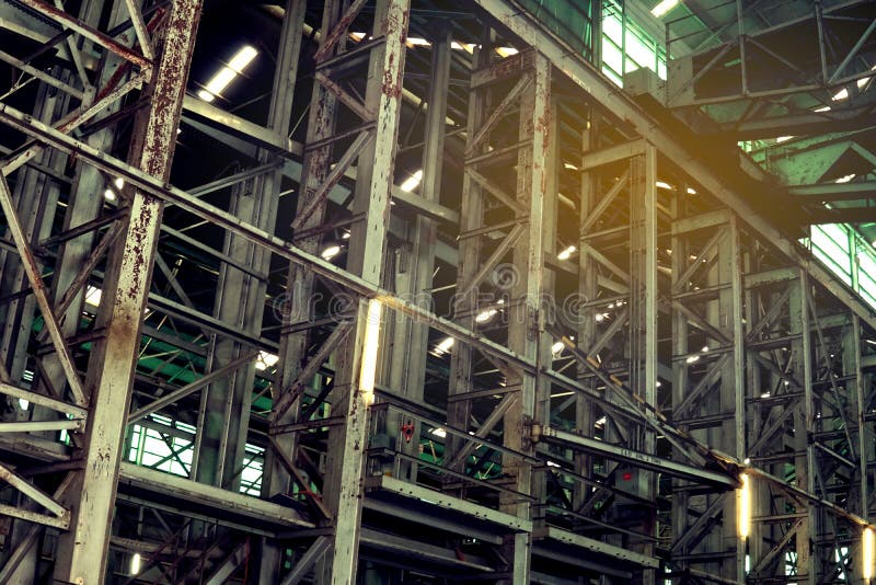 Inside of Old Abandon Factory. a Structure Interior of Empty Ind Stock ...