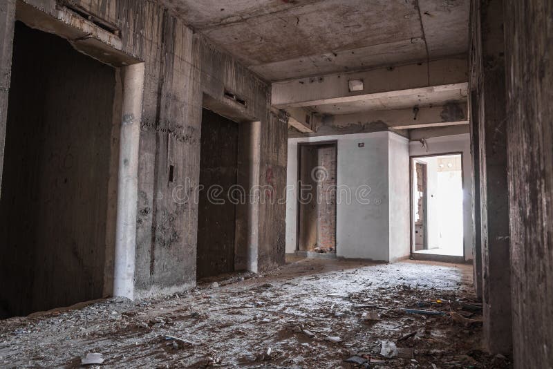 Inside of Old Abandoned Building with Construction Unfinished Stock ...