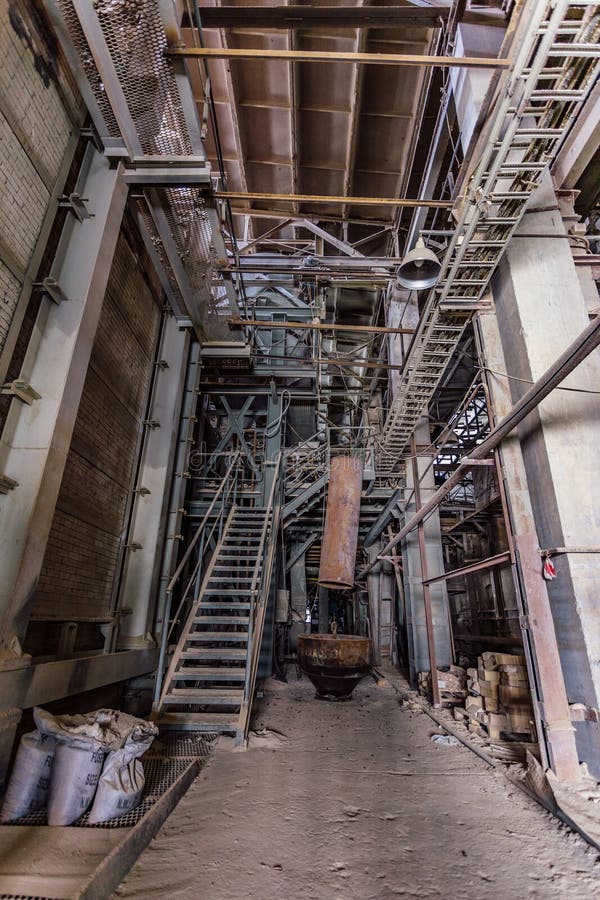 Inside An Old Abandoned Industrial Building, Factory. Stock Image ...