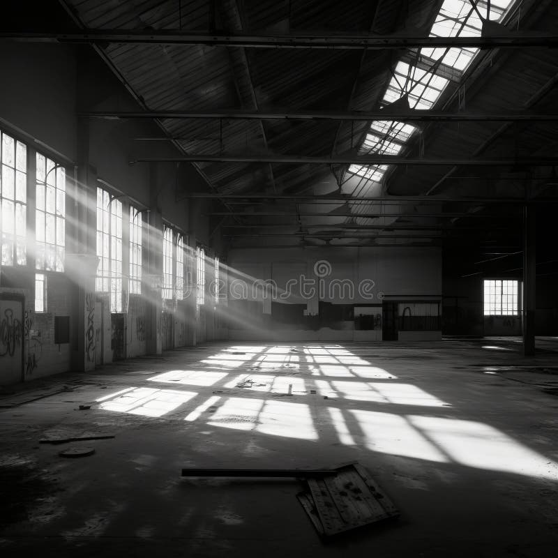 Inside an Old Abandoned Factory with the Sun Streaming through the ...