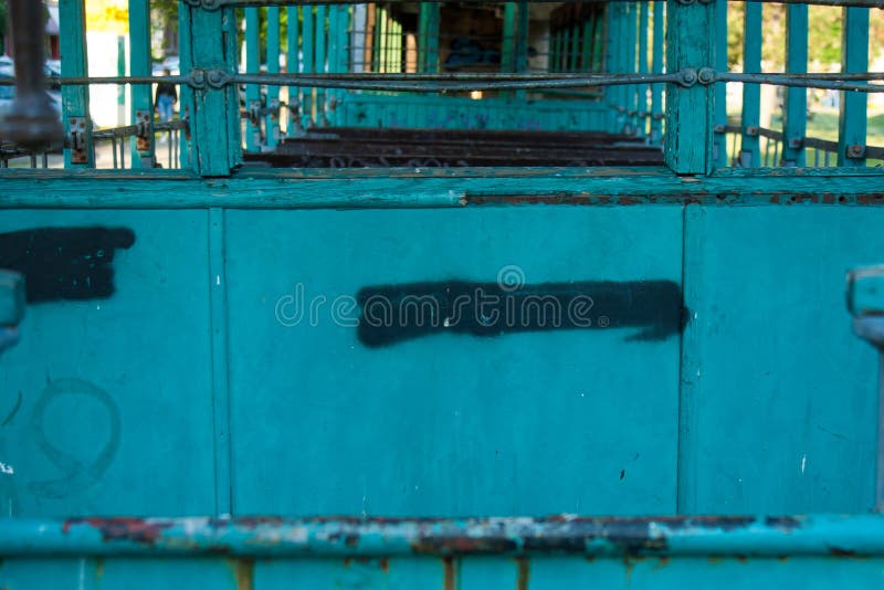 Inside Old Abandoned Rusty Wrecked Tram Stock Photo - Image of post ...